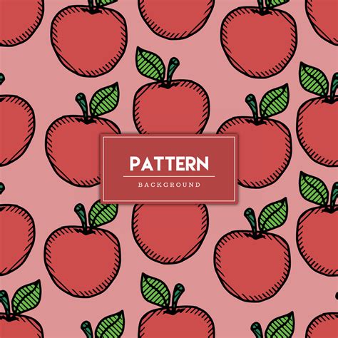 Seamless Pattern Apple Fruit Hand Drawn Vector Illustration 5091643