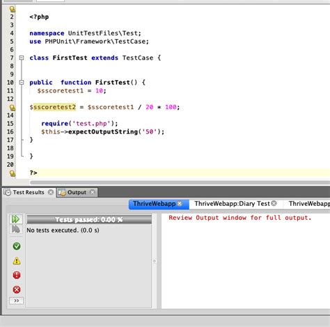 what syntax is needed to fix this php unit test stack overflow