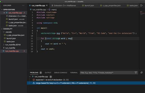 vs code c for macos compilation works but vs code
