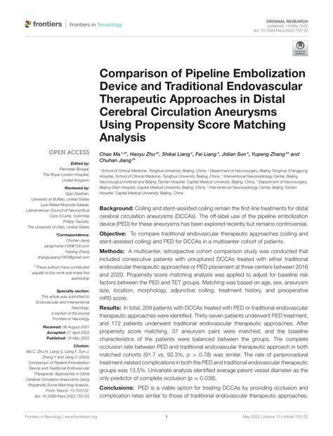 Pdf Comparison Of Pipeline Embolization Device And Traditional