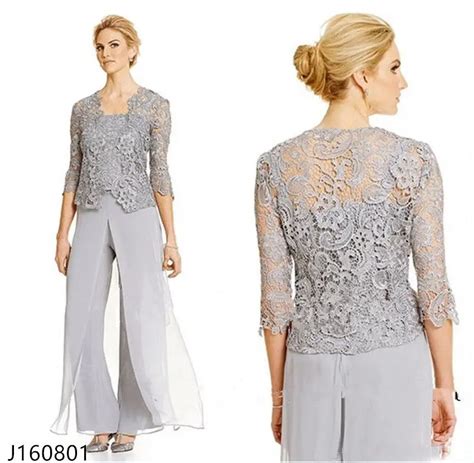 Plus Size Mother Of The Bride Pant Suits With Jacket Party Dresses