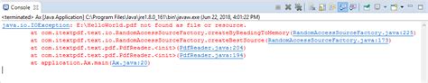 java itext pdf ioexception not found as file