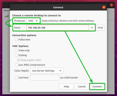 how to connect to a vnc server in linux using tightvnc systran box