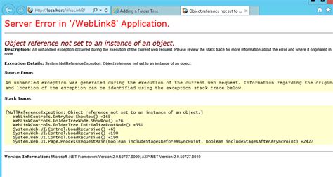 system nullreferenceexception object reference not set to an instance