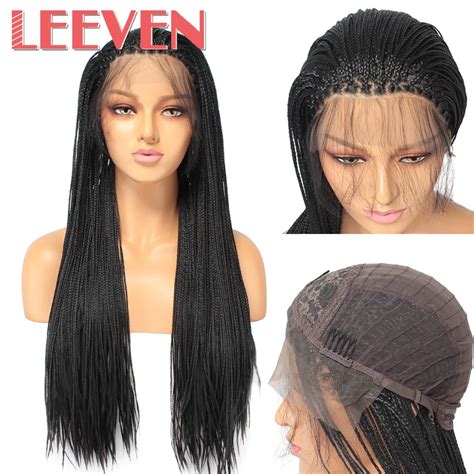 Leeven 26inch Synthetic Braided Box Braids Wig Lace Front Wigs For