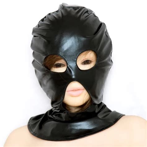 Buy Leather Eye Mouth Open Headgear Sexy Hood Mask