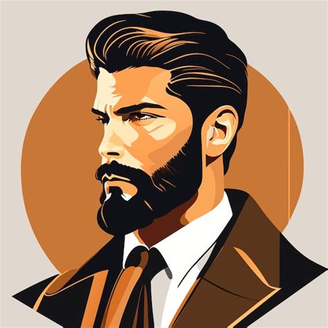 Premium Vector Handsome Man With Beard Artwork