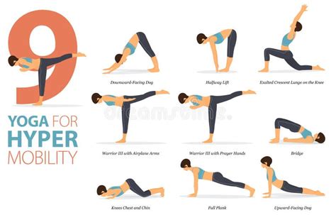 9 Yoga Poses Or Asana Posture For Workout In Hyper Mobility Concept