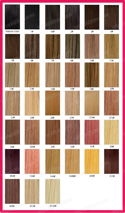 Texture Color Chart Weave Standard Col Chart Hair Color Chart Remy