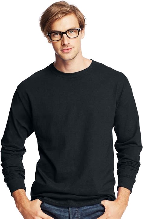 Hanes Mens Essential T Long Sleeve T Shirt 4 Pack Mens Long Sleeve