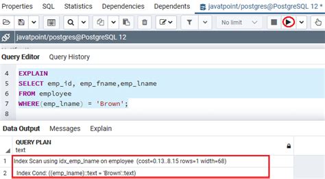 postgresql index on expression javatpoint