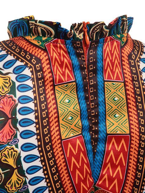 2018 Elegant African Print Dashiki Dress Womens Casual Long Sleeves