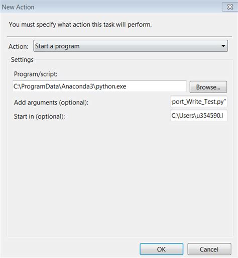 cron schedule python script to run using task scheduler w windows7