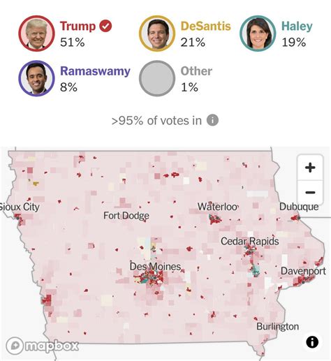 Map Of 2024 Iowa Republican Caucus Results By Precinct Darker Shade