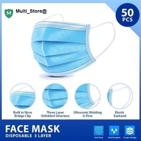 Jual Masker Non Medis 3ply With Box 50 Pcs Disposable Mask