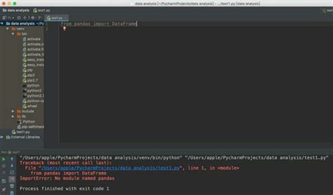 modulenotfounderror no module named pandas