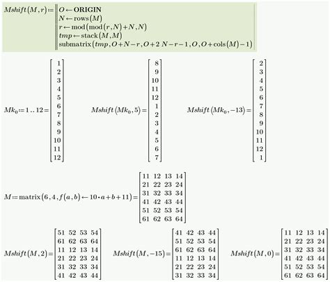 shift values in matrix ptc community