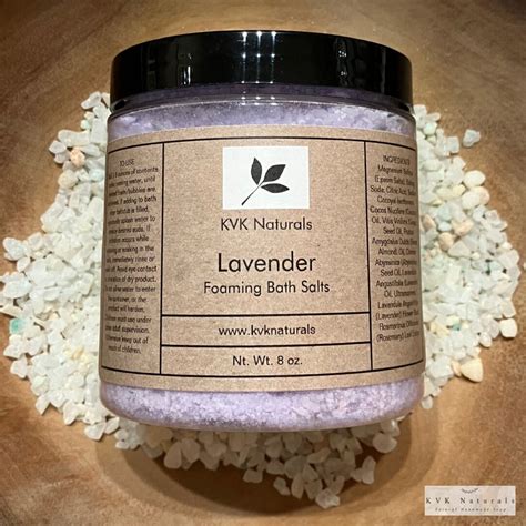 Bath Salts Lavender 8 Oz Bath Soak Bubble Bath Epsom Salt Foaming