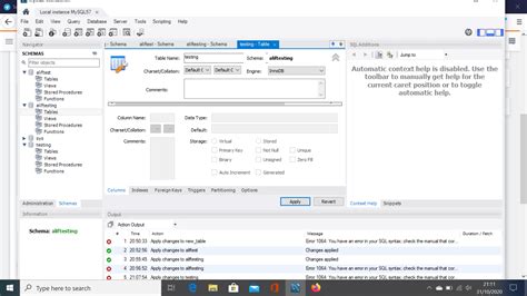 error when to create table using mysql workbench stack overflow