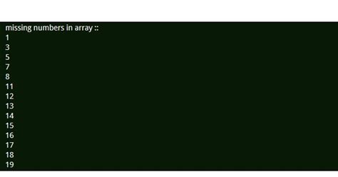 java program to find missing numbers in an array instanceofjava