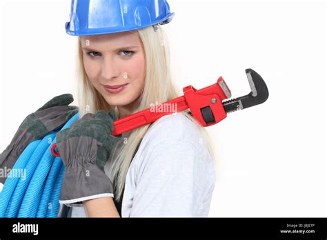 Woman Lady Female Standing Plumber Plumbing Workers Laborer