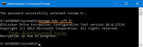 how to decrypt bitlocker encrypted drive from command line