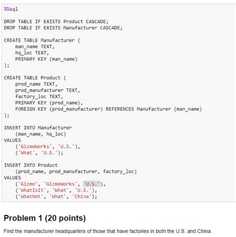 Solved Sql Drop Table If Exists Product Cascade Drop