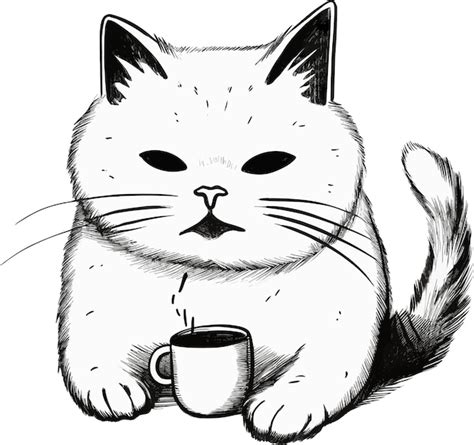 Ilustración De Gato Dibujado A Mano Vector Premium