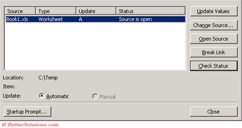 excel workbooks linking