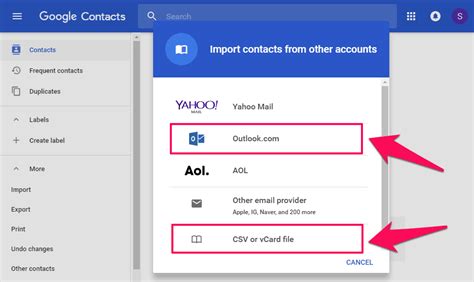 how to import outlook contacts into gmail account