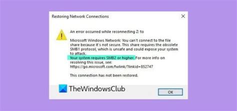 Your System Requires Smb2 Or Higher Error On Windows 11 10