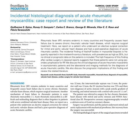 Incidental Histological Diagnosis Of Acute Rheumatic Myocarditis Case