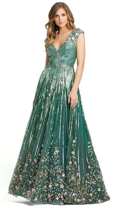 Buy Mac Duggal 5223 3d Floral Accent Sequin Embellished A Line Gown