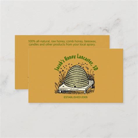 Beehive Honey Beekeeper Dark Amber Business Card Zazzle Honey Jar