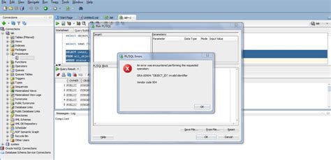 oracle getting an error while executing the procedure from sql