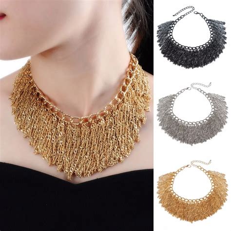 Jerollin Fashion Jewelry Metal Chain Collar Choker Cluster Alloy