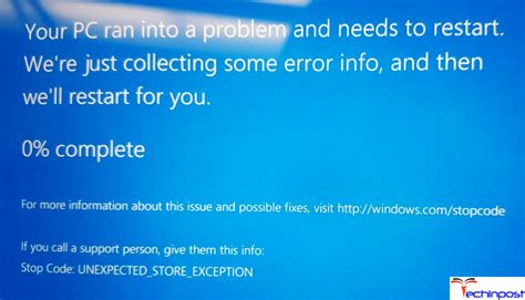 [fixed] unexpected store exception windows stop code bsod pc error