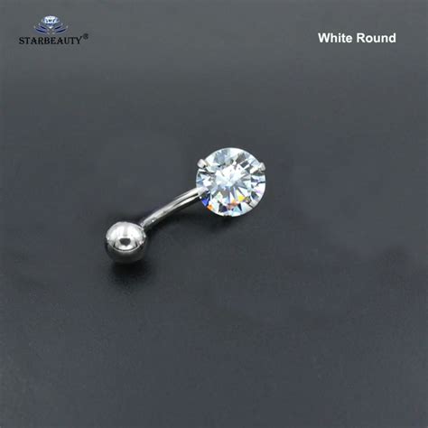 Starbeauty Big 8mm Round White Crystal Navel Piercing Ombligo Aaa