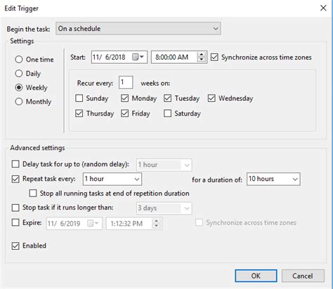 cómo programar una tarea con powershell para que se ejecute cada hora