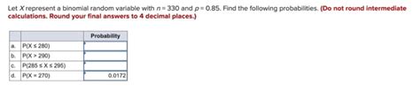 solved let x represent a binomial random variable with n