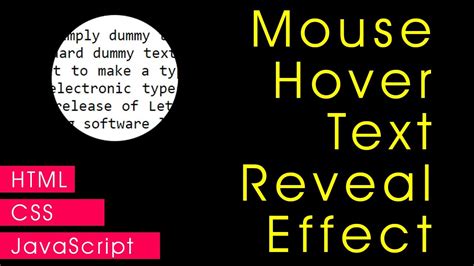 text revealing mouse hover effect using html css javascript css hover