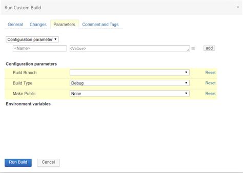 teamcity dynamic parameters stack overflow