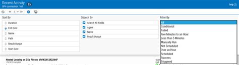 sorting and filtering recent activity
