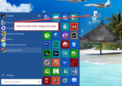 how to create shortcut in windows 10 this pc