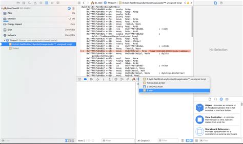 xcode app crashes when stepping through assembly code stack overflow