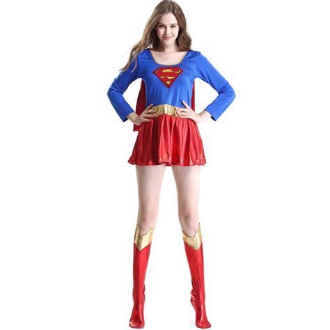 Women Superhero Costume Adult Supergirl Cosplay Dress Sci Fi Movie