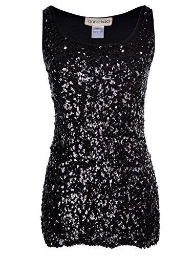 Anna Kaci Womens Sparkle And Shine Glitter Sequin Embellished Sleeveless