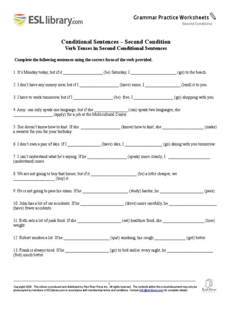 Second Conditional Worksheet Pdf E Books Syntax