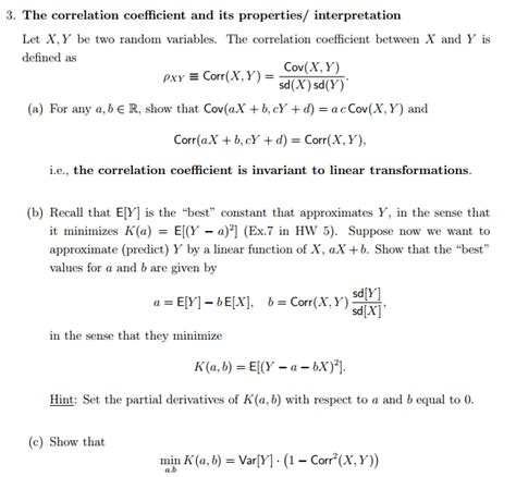 Solved 3 The Correlation Coefficient And Its Properties