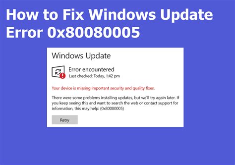 How To Fix Windows Update Error 0x80080005 5 Ways Easeus